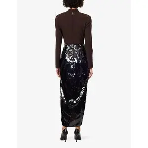 ROTATE BY BIRGER CHRISTENSEN Linetta Knotted Sequin Midi Dress