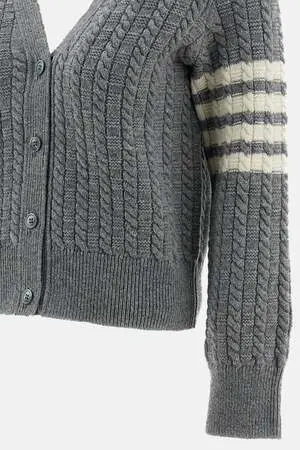 Thom Browne Merino Wool Cardigan With Anchor Intarsia And 4-bar