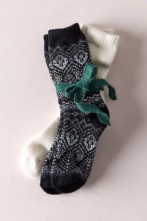 Free People Wool Snowflake Sock Pack At - Black