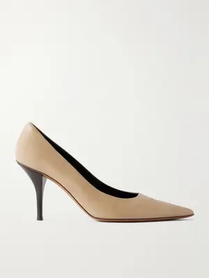 THE ROW Rita 85 Leather Pumps - Neutrals