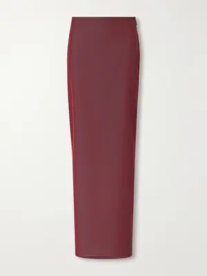 THE ROW Gurio Asymmetric Wool-twill Maxi Skirt - Red