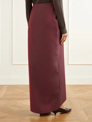 THE ROW Gurio Asymmetric Wool-twill Maxi Skirt