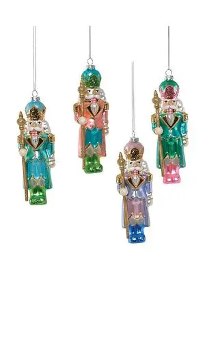 POPPY LANE Pastel Nutcracker Glass Ornament - Multi