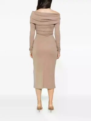 Marella Off-shoulder Draped-detail Midi Dress
