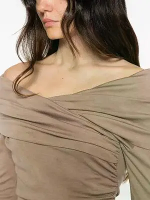 Marella Off-shoulder Draped-detail Midi Dress