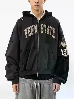PROTOCOL INDEX Reconstructed Zip-up Hoodie - Black