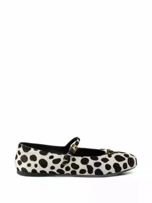 Prada Printed Leather Ballerinas - White