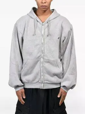 GREG ROSS Shoulder-pad Zip-up Hoodie - Grey