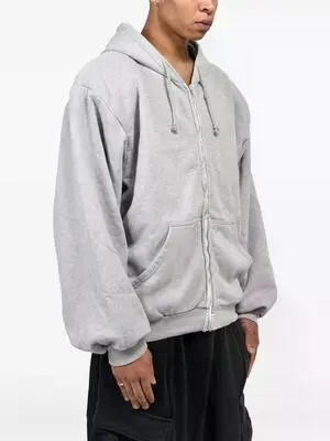 GREG ROSS Shoulder-pad Zip-up Hoodie - Grey