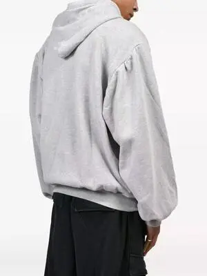 GREG ROSS Shoulder-pad Zip-up Hoodie - Grey