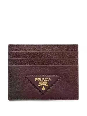 Prada Leather Card Holder - Brown