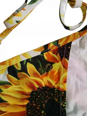 Dolce & Gabbana Sunflower-print Side-tie Bikini Bottoms