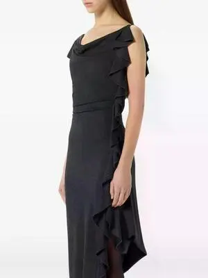 Blumarine Ruffled Side-slit Midi Dress