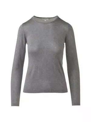 Kinross Cashmere Easy Crew-neck Long-sleeve Sweater - Grey
