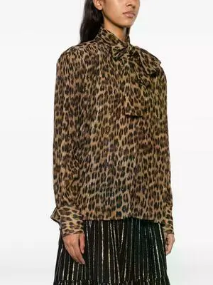 SEMICOUTURE Leopard-print Pussy-bow-collar Shirt