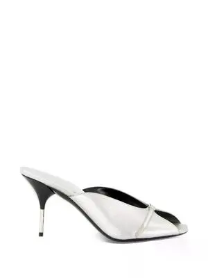 Versace Buckle-detail Metallic Sandals - Silver
