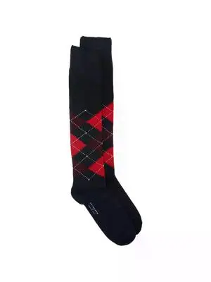 IN THE BOX Argyle-pattern Cotton Socks - Blue