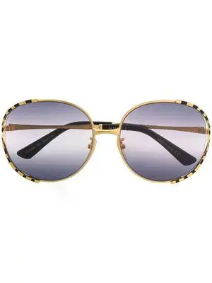 Gucci Striped Oversized-frame Sunglasses