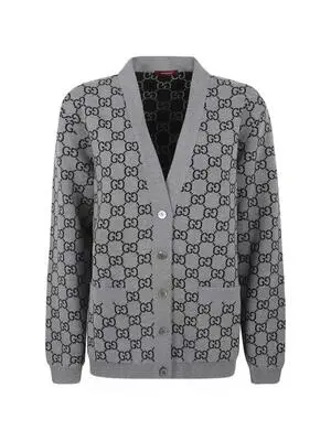 Gucci Gg Jacquard Cardigan - Grey
