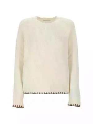 OLIVER LATTUGHI Blanket-stitch Raglan-sleeve Sweater - Neutrals