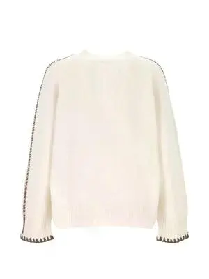 OLIVER LATTUGHI Blanket-stitched Raglan-sleeve Sweater - Neutrals