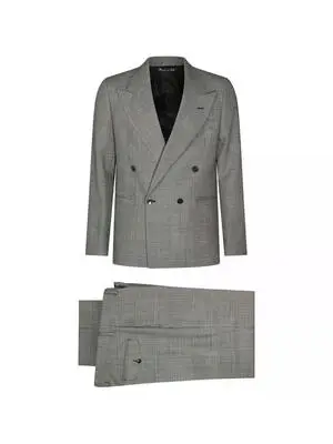 EPOCA Prince Of Wales Check Double-breasted Suit - Grey