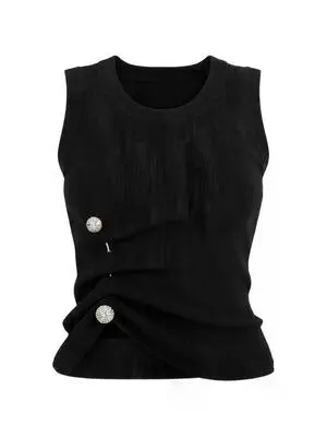 Giuseppe Di Morabito Crystal-embellished Ribbed-knit Top - Black