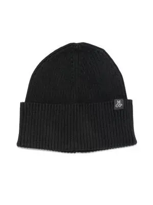 Marc O'polo Ribbed-knit Logo-patch Scarf And Beanie Hat Set