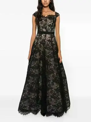 Alice + Olivia Lace Off-shoulder Maxi Dress - Black