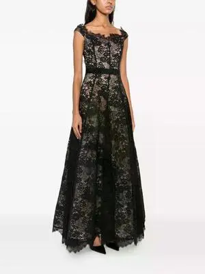 Alice + Olivia Lace Off-shoulder Maxi Dress
