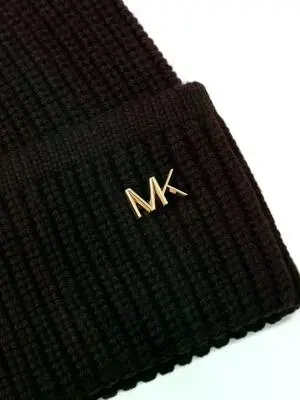Michael Kors Logo-plaque Ribbed Beanie Hat