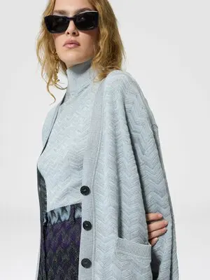 Missoni Oversized Viscose And Cotton Lamé Chevron Cardigan