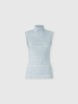Missoni Sleeveless Viscose And Cotton Lamé Chevron Top - Silver