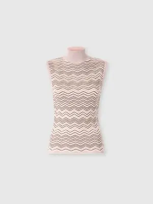 Missoni Sleeveless Viscose And Cotton Lamé Chevron Top