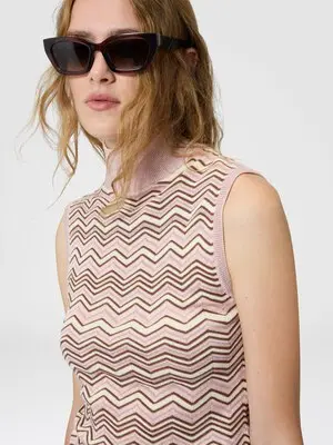 Missoni Sleeveless Viscose And Cotton Lamé Chevron Top