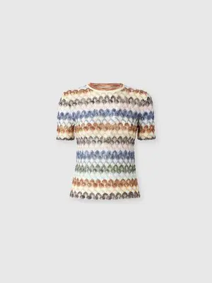Missoni Short-sleeve Viscose Lamé Top With Lace Motif - Multicoloured