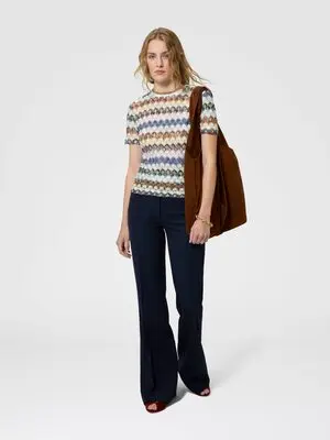 Missoni Short-sleeve Viscose Lamé Top With Lace Motif