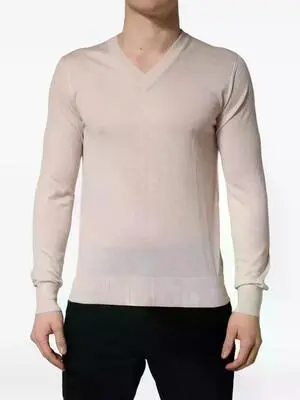 Dolce & Gabbana Beige Cashmere V-neck Pullover Sweater - Neutrals