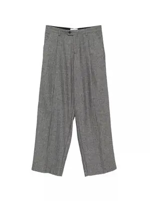 MARSEM Herringbone Pleated Trousers - Grey