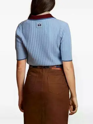 LA MARTINA Eugenie Ribbed-knit Polo Top