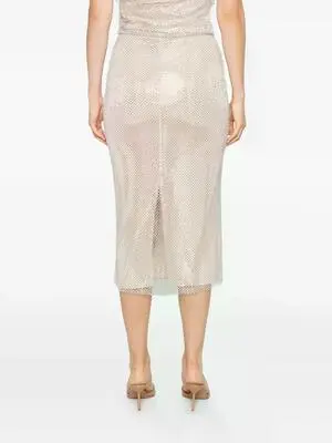 Marella Rhinestone-embellished Mesh-overlay Midi Skirt