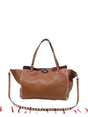 Valentino Garavani Rockstud Leather Tote Bag - Brown
