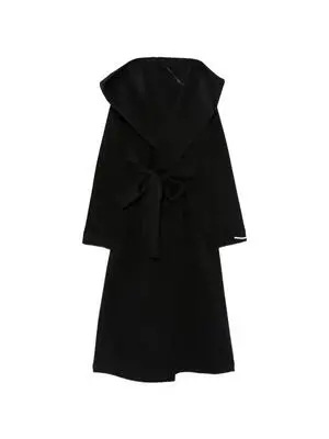 Marella Belted Hooded Coat - Black