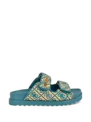 Guess Fadelizz Monogram Touch-strap Flat Sandals - Neutrals