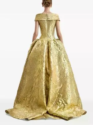 GEMY MAALOUF Off-shoulder Jacquard Gown