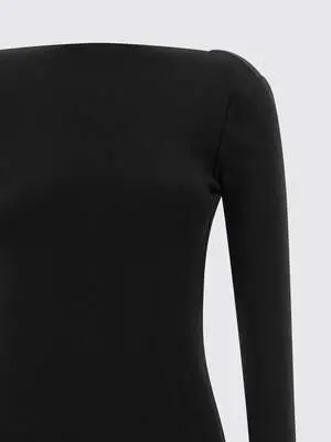 Rick Owens Long Sheath Jersey Dress With Ruffles And Front Slit