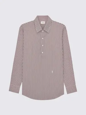 Saint Laurent Striped Cotton Poplin Shirt With Monogram