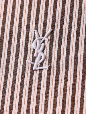 Saint Laurent Striped Cotton Poplin Shirt With Monogram