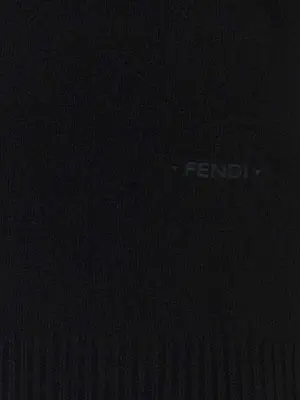 Fendi V-neck 100% Cashmere Sweater With Ribbed Trims