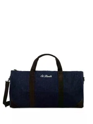 MC2 SAINT BARTH Jetleg Denim Duffle Bag With Logo Embroidery - Blue